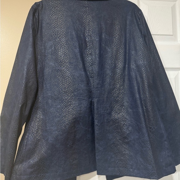 Ameri Mode | Jackets & Coats | Ameri Mode Womens Navy Blueblack Snakeskin Zippered Fall Jacket ...